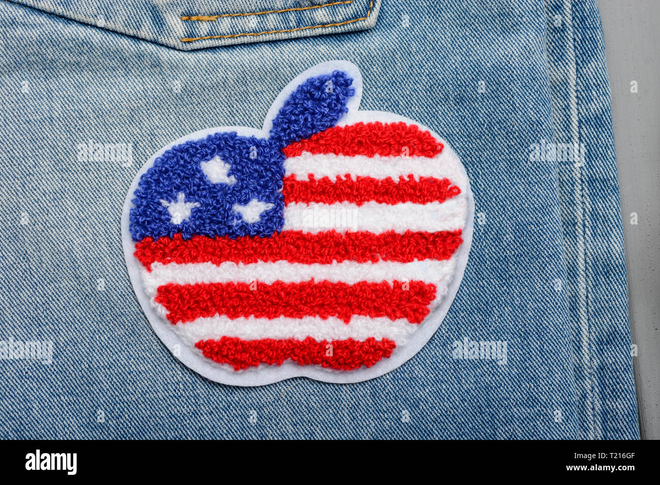 American flag patch and jeans hi-res stock photography and images - Alamy