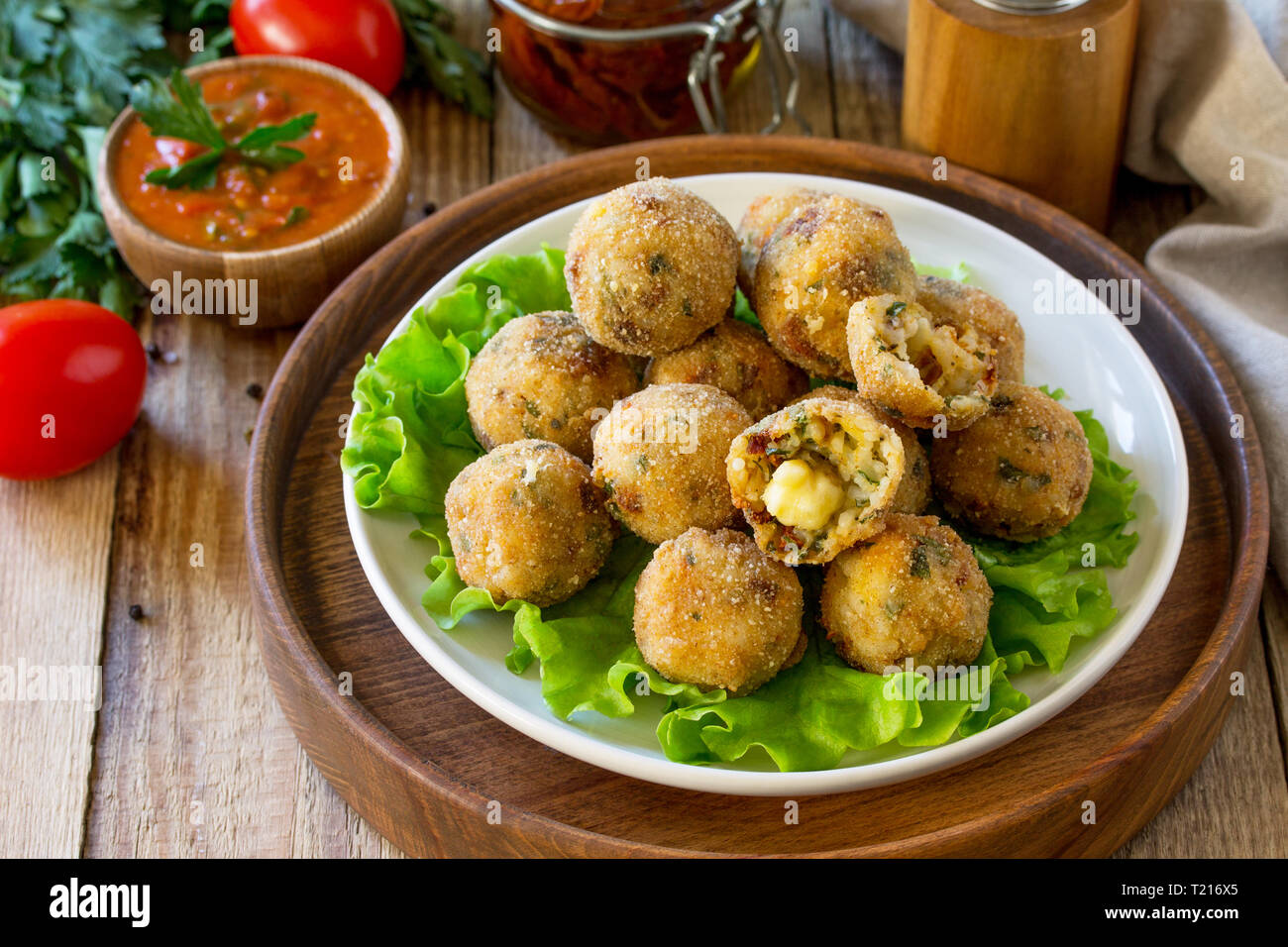 Delicious plate fried arancini balls hi-res stock photography and ...