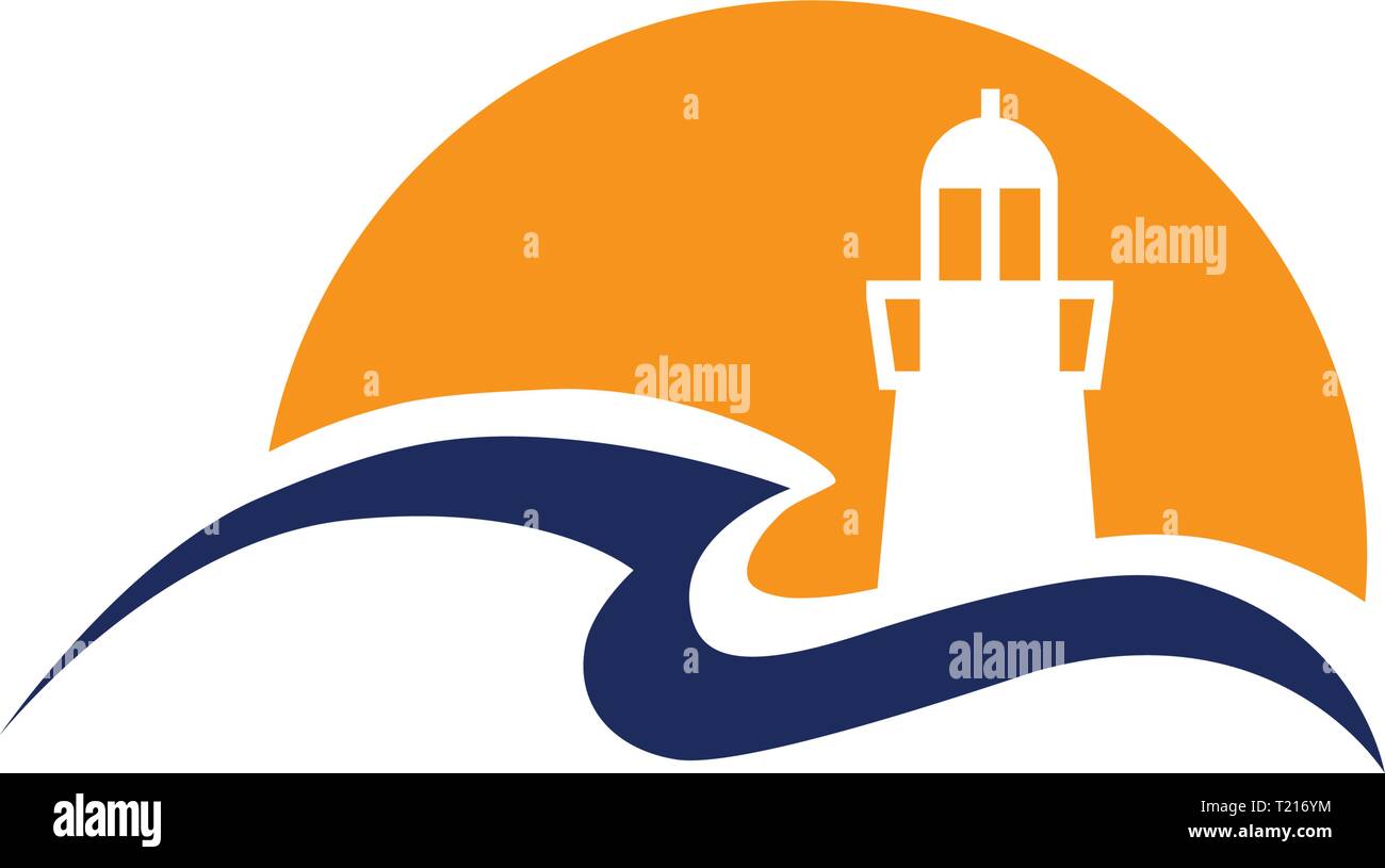lighthouse and ocean waves, logo icon Stock Vector Image & Art - Alamy