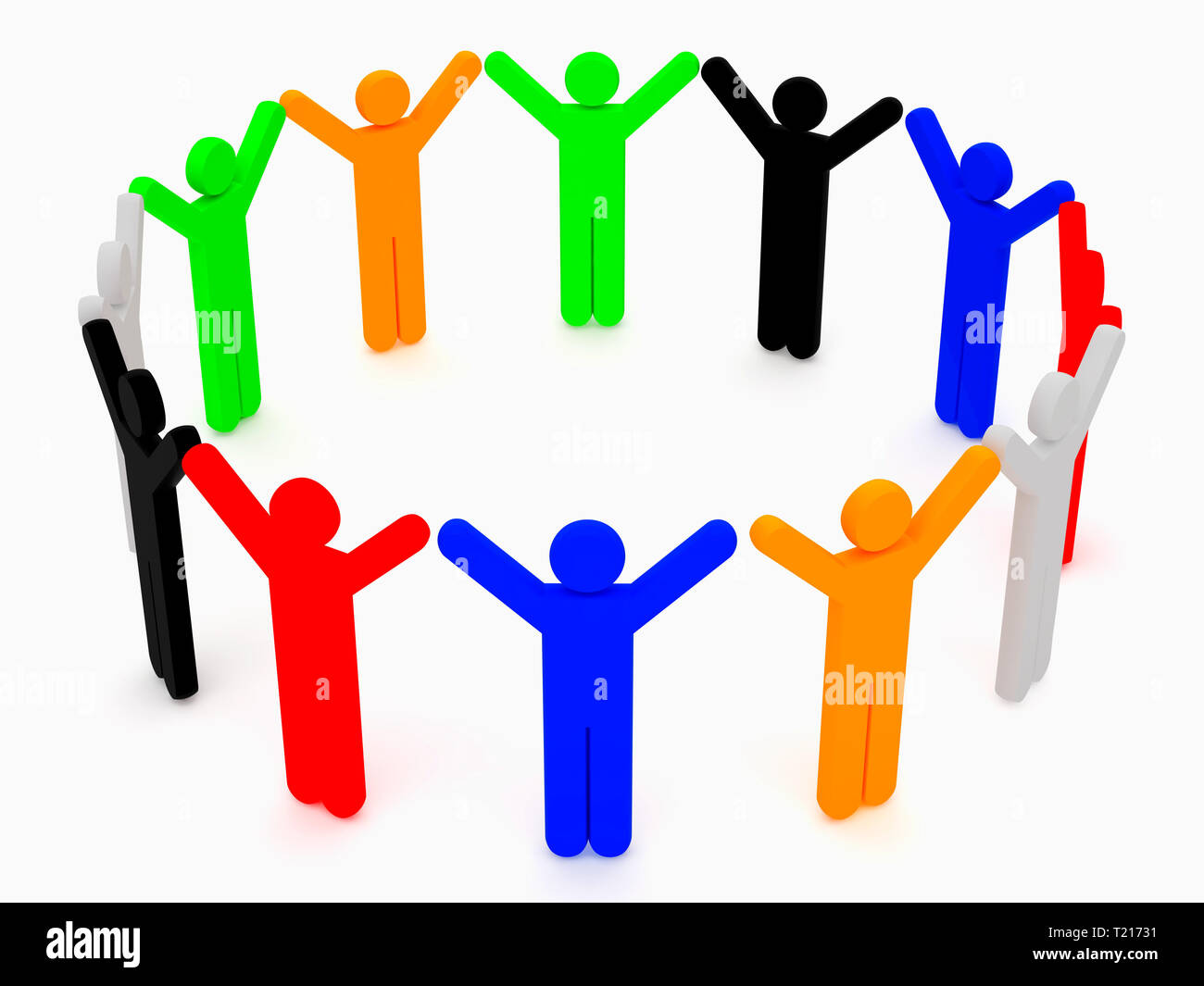 Group of friends over white background. 3d rendered illustration. High ...