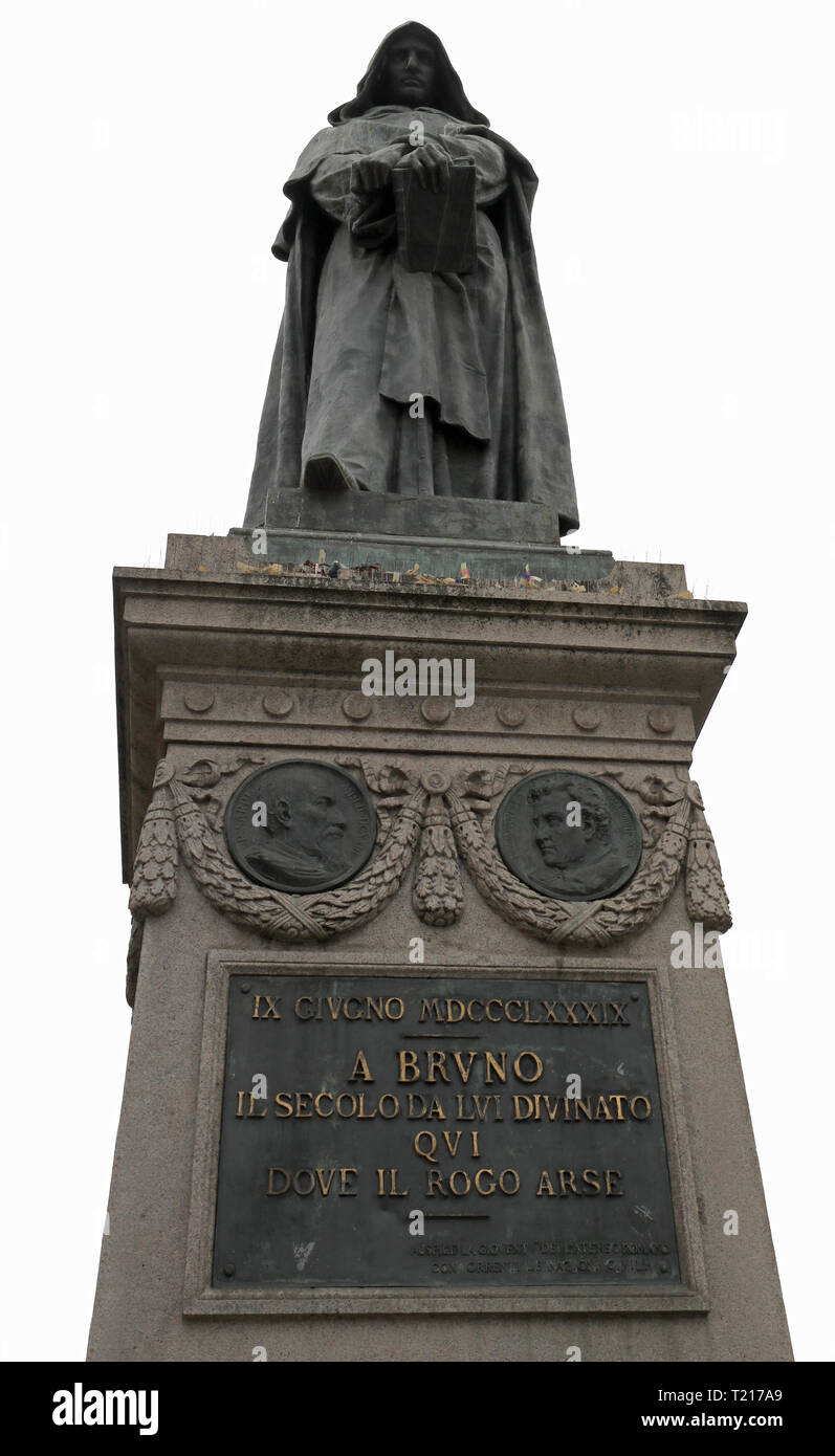 Statue of Giordano Bruno in Rome Italy. He was burned at the stake in ...