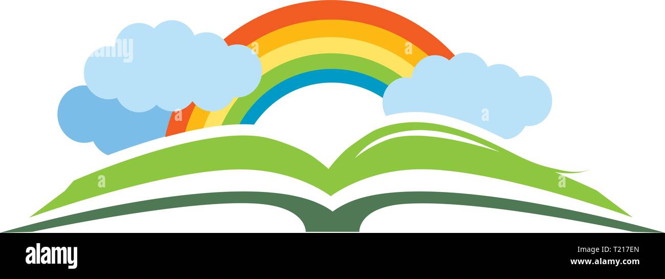 rainbow book and colorful butterflies, education related logo icon ...