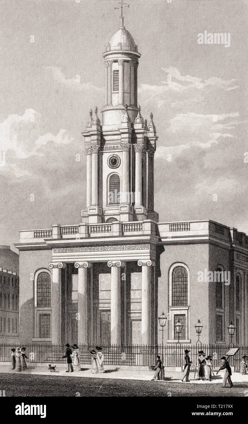 Holy Trinity Church, Marylebone, London, UK, illustration by Th. H ...