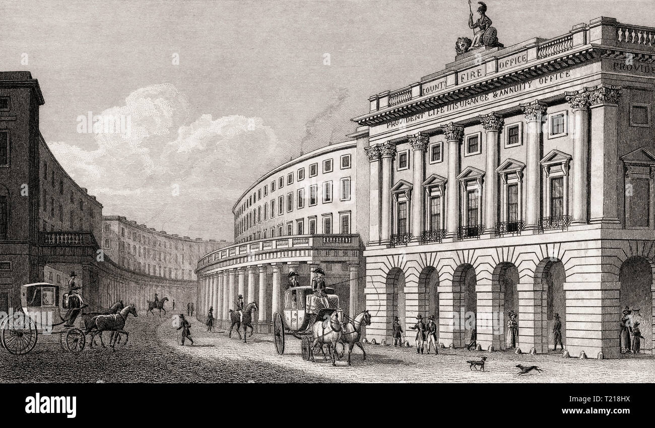 The Quadrant, Regent Street, London, UK, illustration by Th. H ...