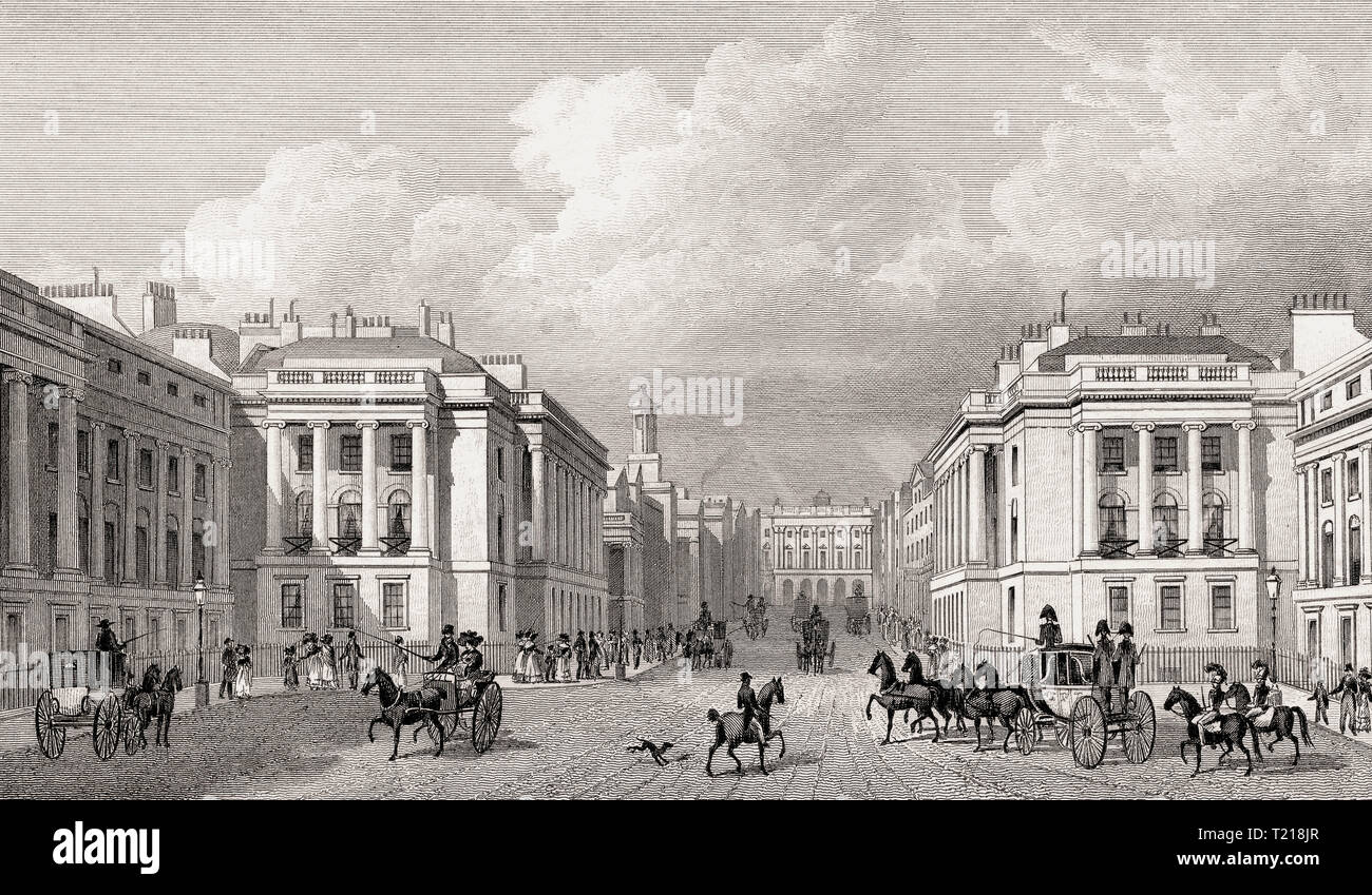 Waterloo Place in St James's, Regent's Street, London, UK, illustration ...