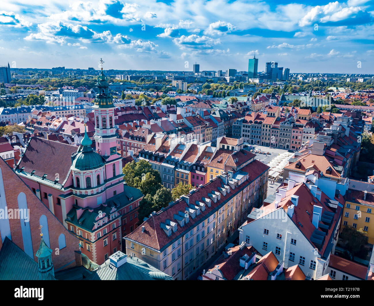 Main Square of Warsaw Old Town Market Square. Aerial Stock Photo - Alamy