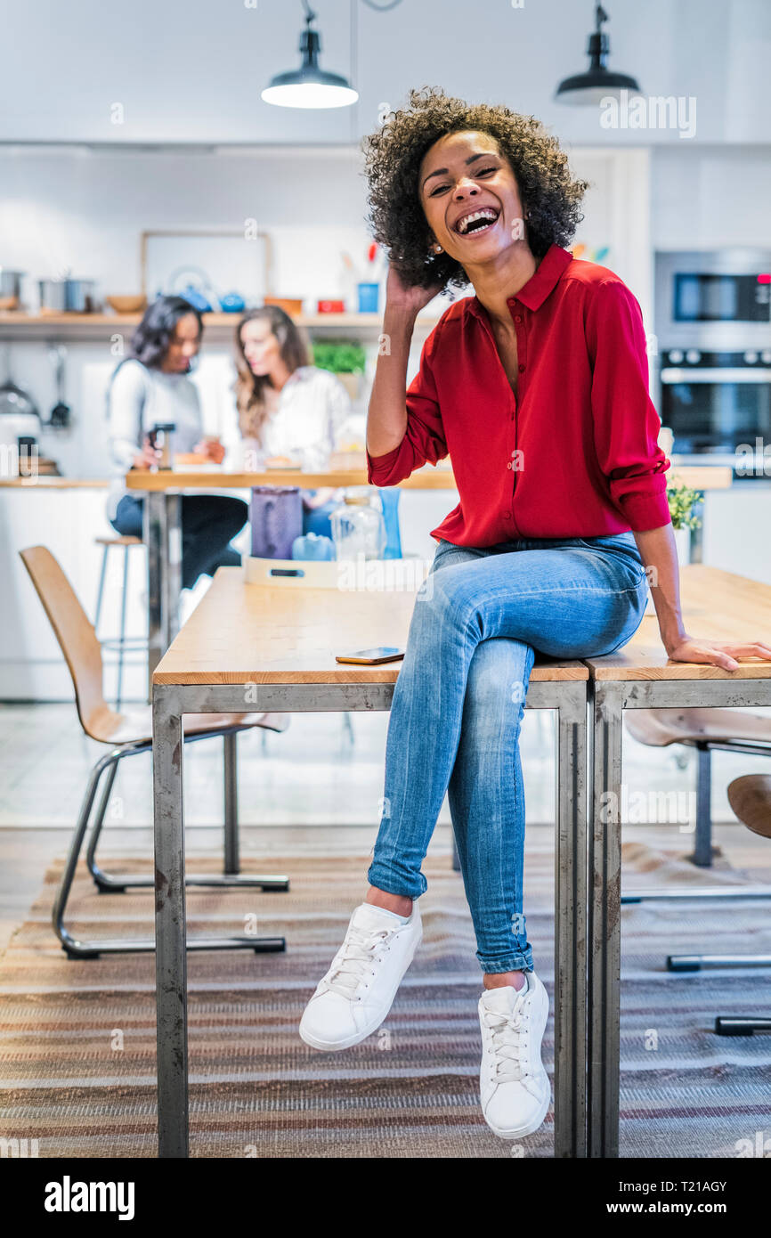Three friends home hi-res stock photography and images - Alamy