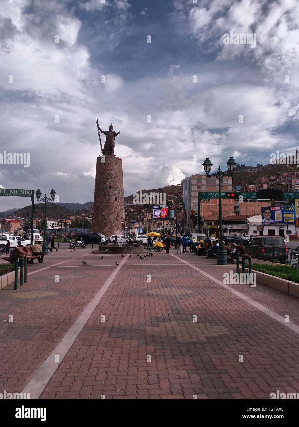 Inca monument in Cusco city Stock Photo - Alamy
