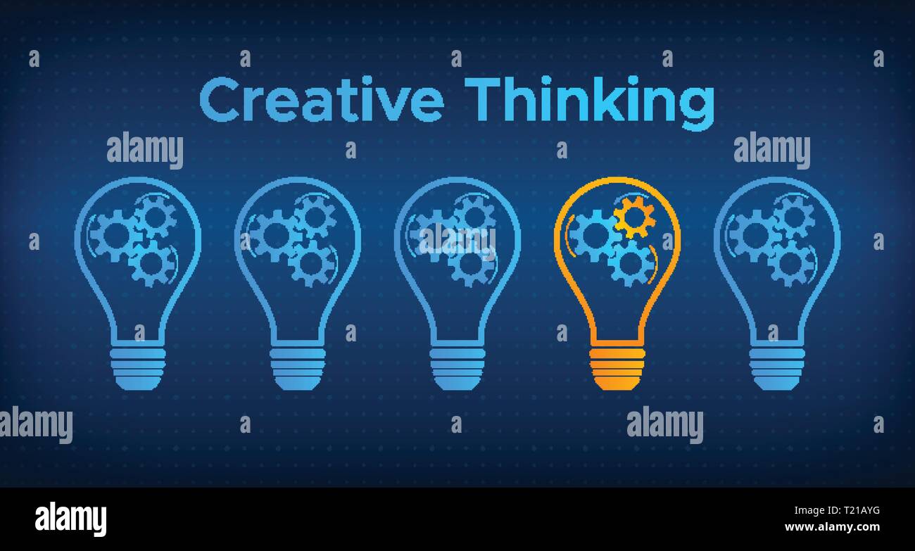 Cogwheel lightbulb creative thinking concept vector illustration ...