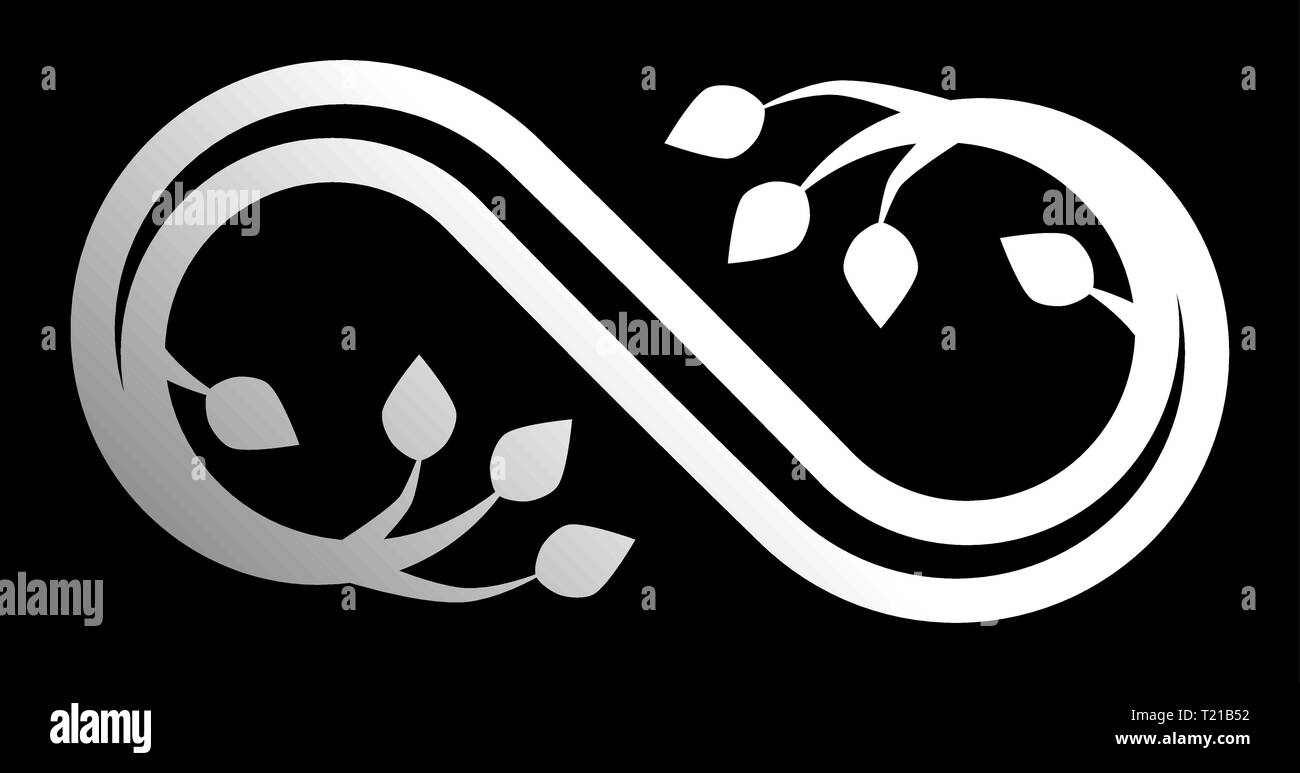 Infinity flourish symbol icon - white gradient outline, isolated ...