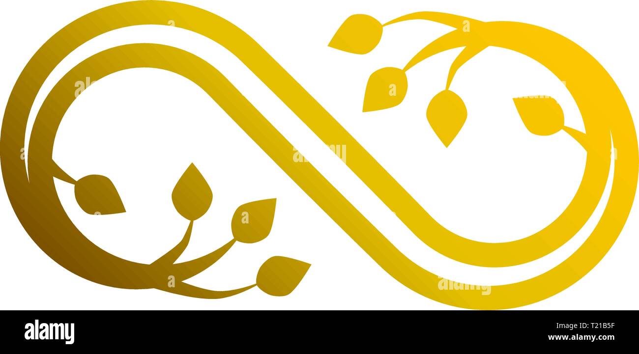 Infinity flourish symbol icon - golden gradient outline, isolated ...