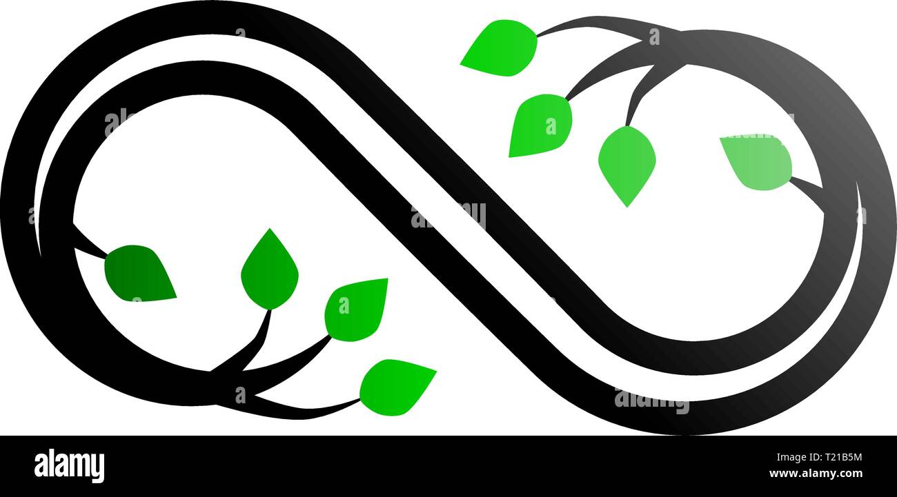 Infinity flourish symbol icon - black green gradient outline, isolated ...