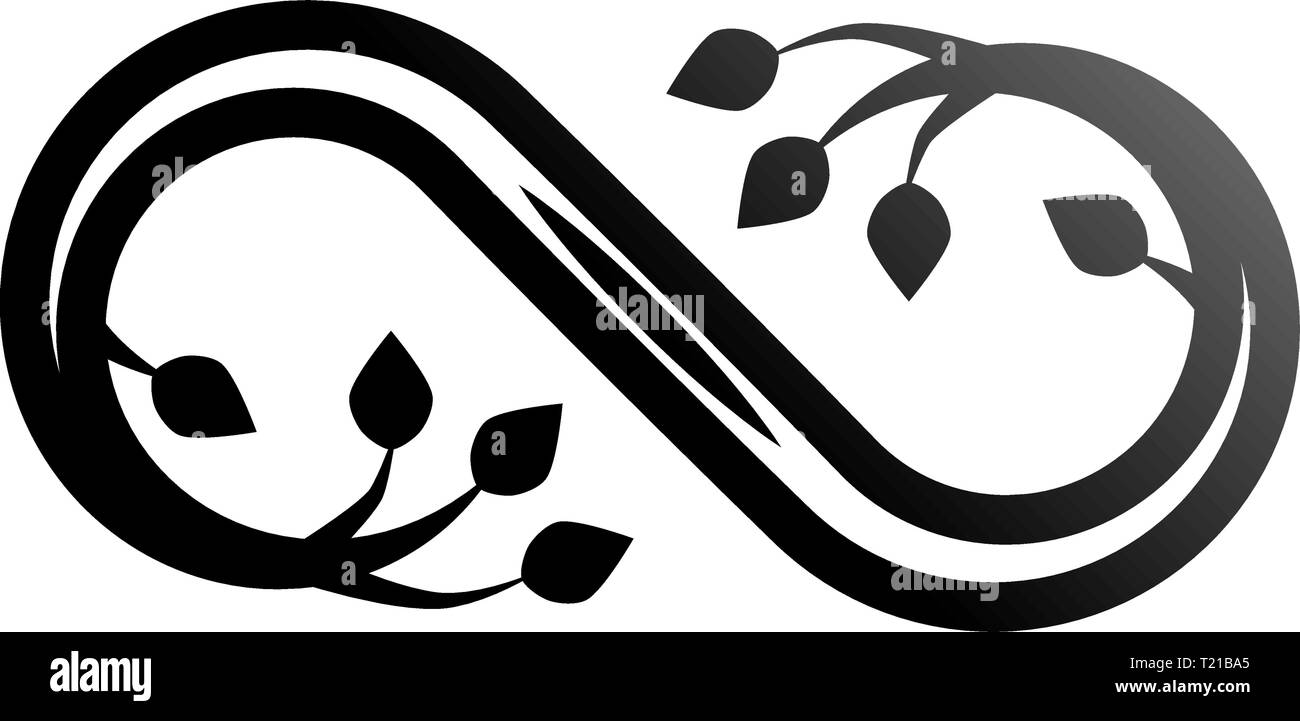 Infinity flourish symbol icon - black gradient outline, isolated ...