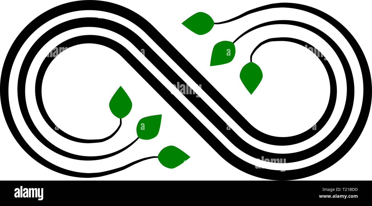 Infinity flourish symbol icon - black green, isolated - vector ...