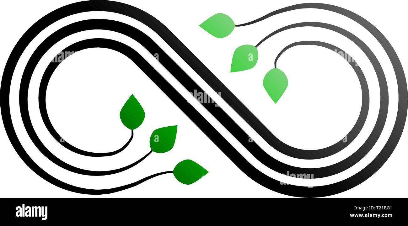 Infinity flourish symbol icon - black green gradient, isolated - vector ...