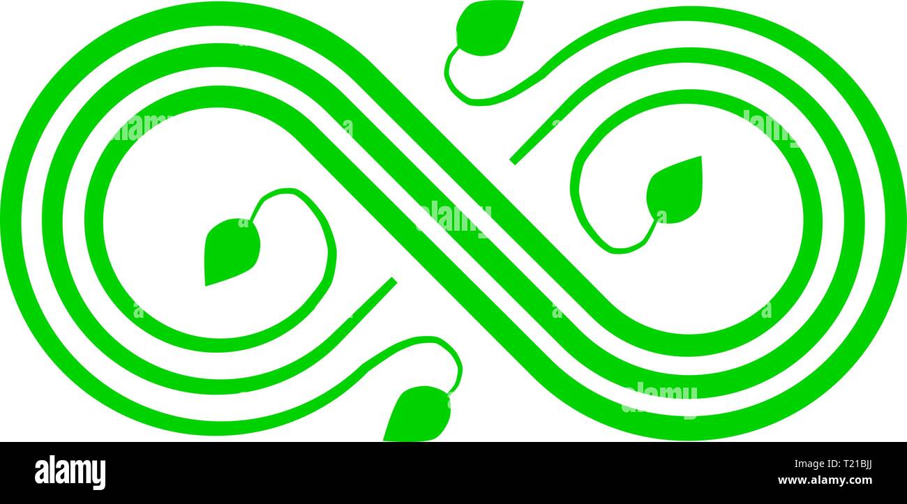Infinity flourish symbol icon - green, isolated - vector illustration ...