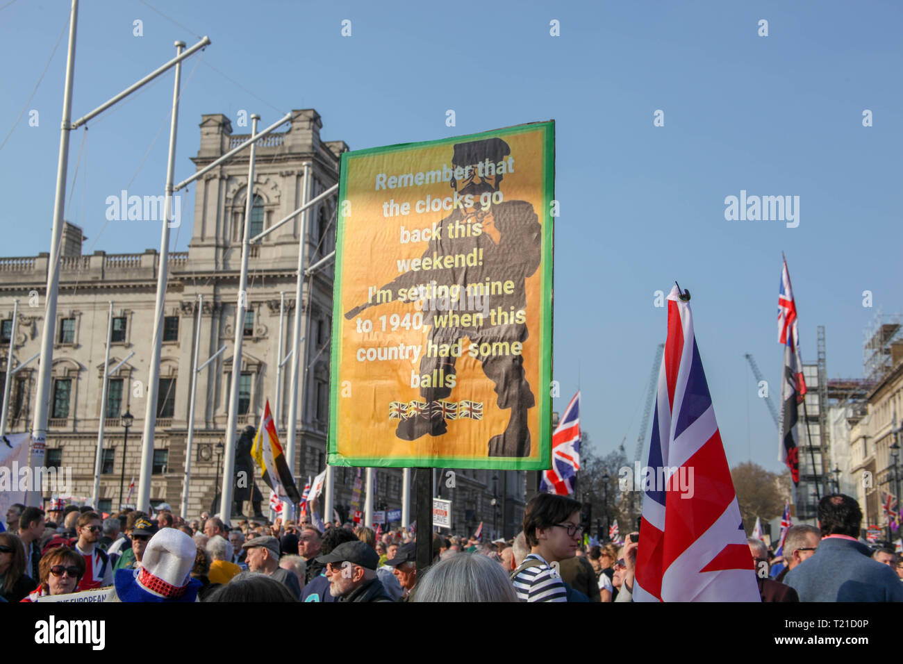 London, UK. 29th Mar 2019. Sign at the Brexit Day Protest Credit: Alex ...
