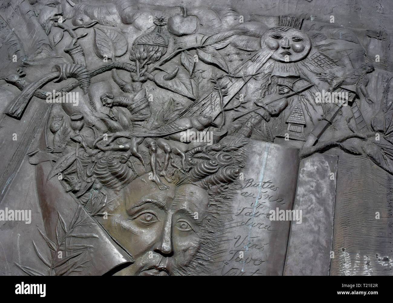 07 July 2018, Lithuania, Klaipeda: The sculpture "Bokshtas" stands in ...