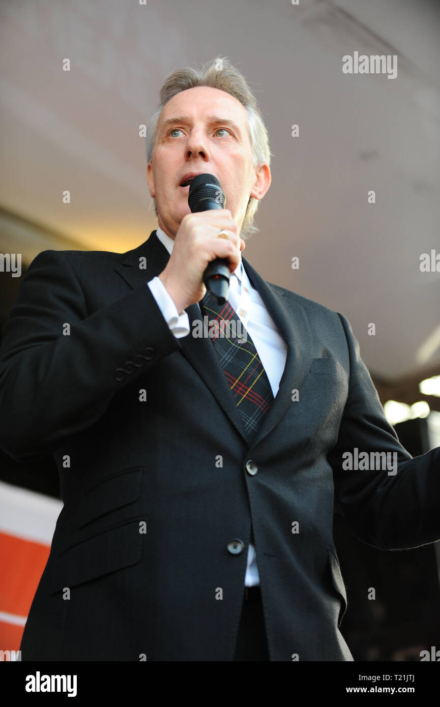 London, UK. 29th Mar, 2019. Ian Paisley seen speaking during the rally ...