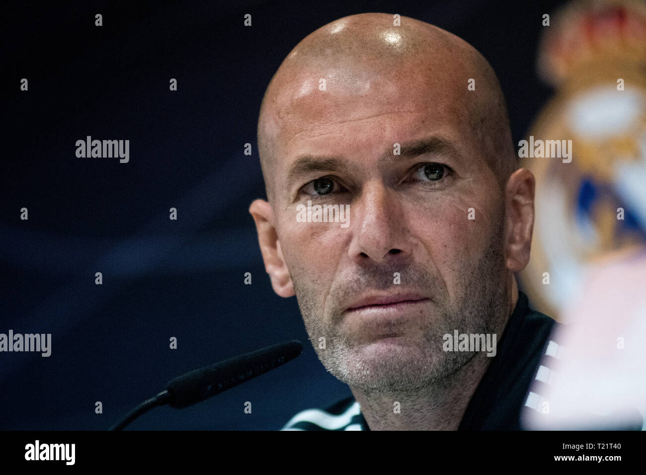 Madrid, 30th March, 2019. Real Madrid coach Zinedine Zidane during a ...