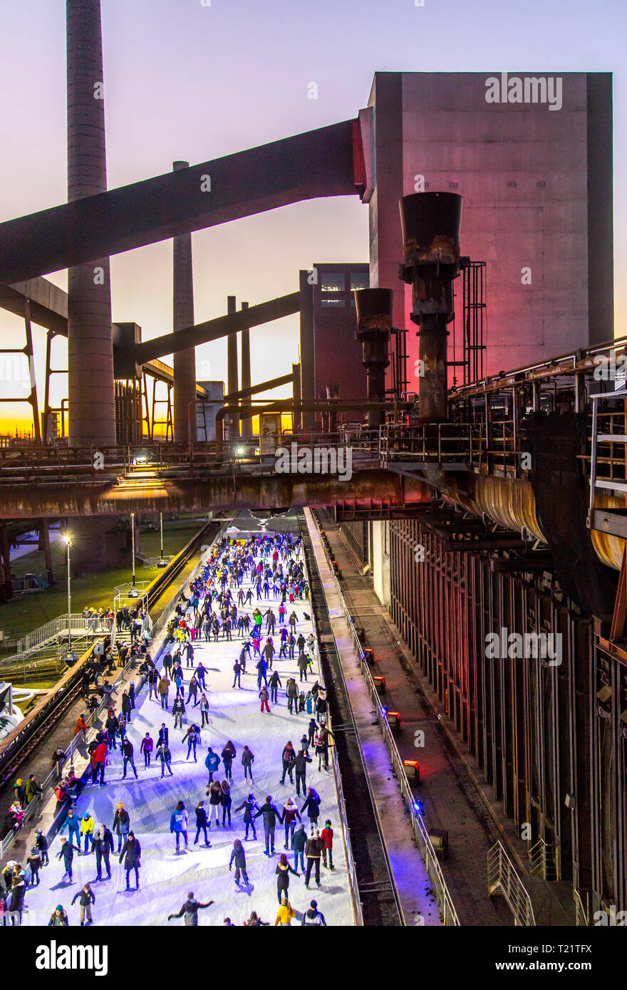 Zollverein colliery, Zollverein coking plant, ice skating rink, Essen ...