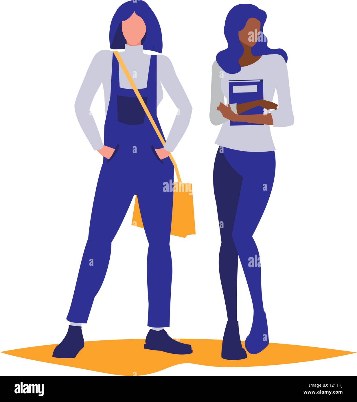 young girls students modeling vector illustration design Stock Vector ...