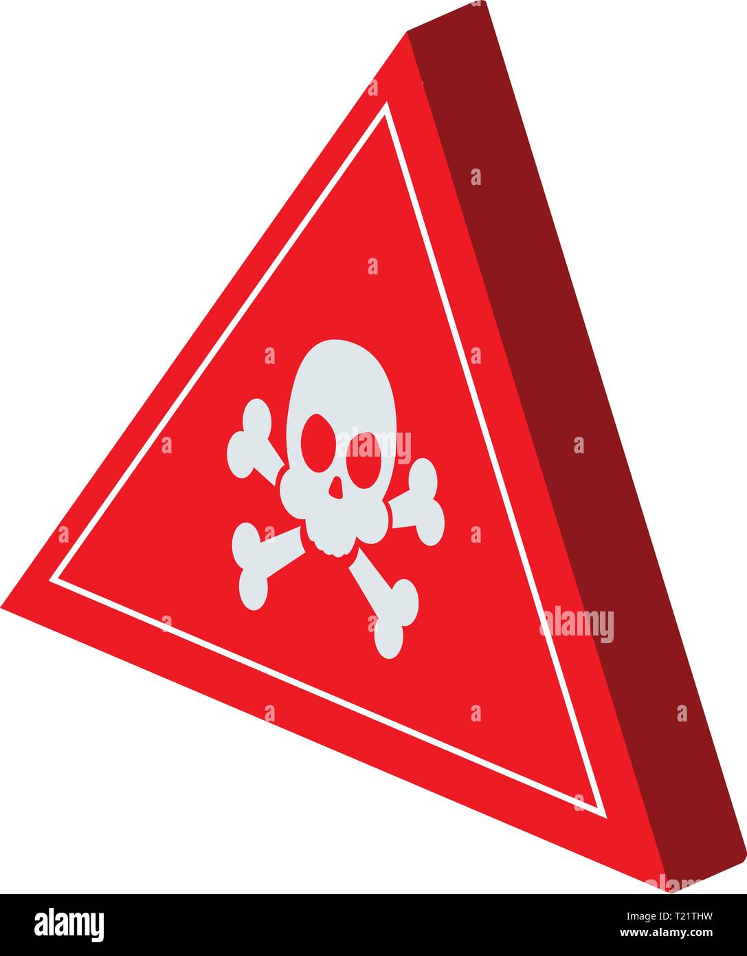 alert signal triangle with skull vector illustration design Stock ...
