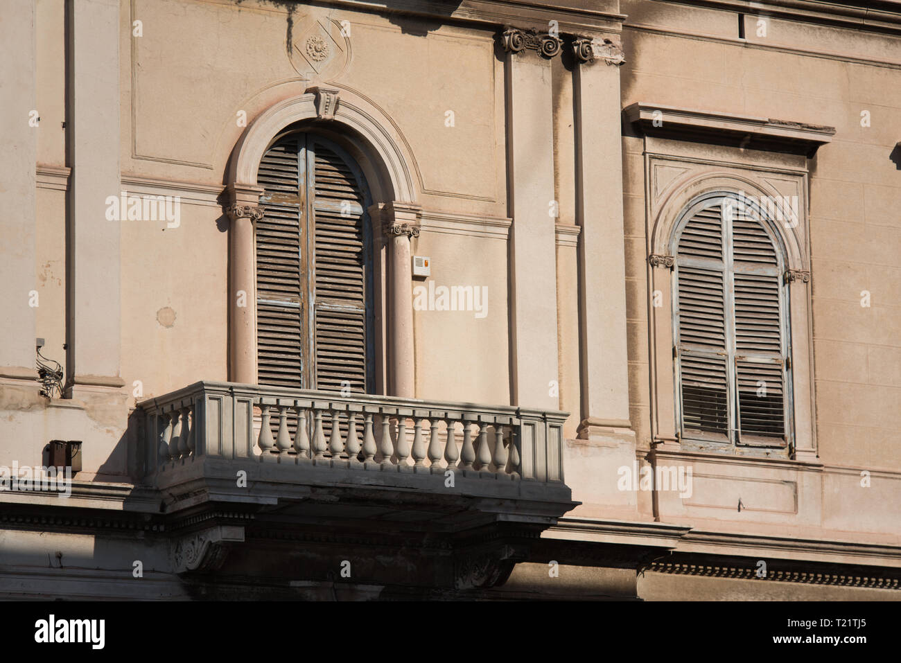 Building with old wooden windows middle ages, architectural details ...