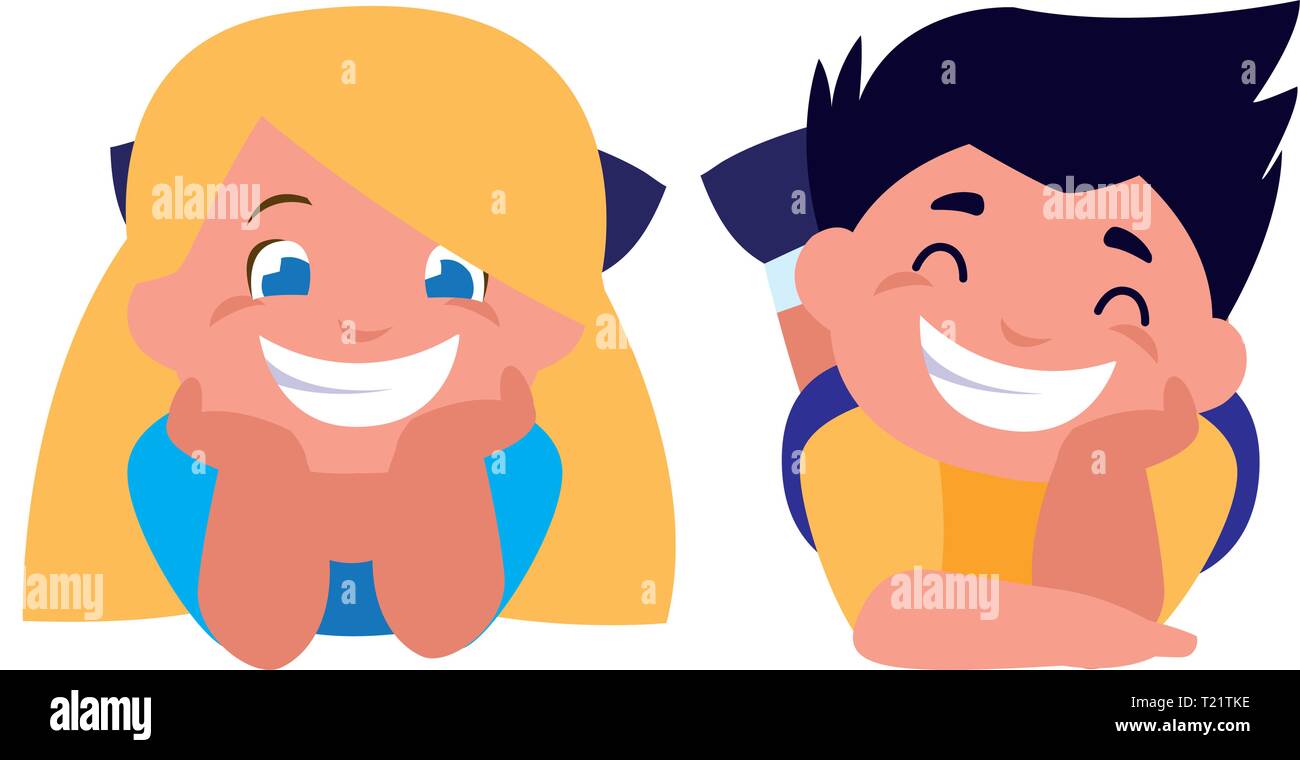 happy little kids characters vector illustration design Stock Vector ...