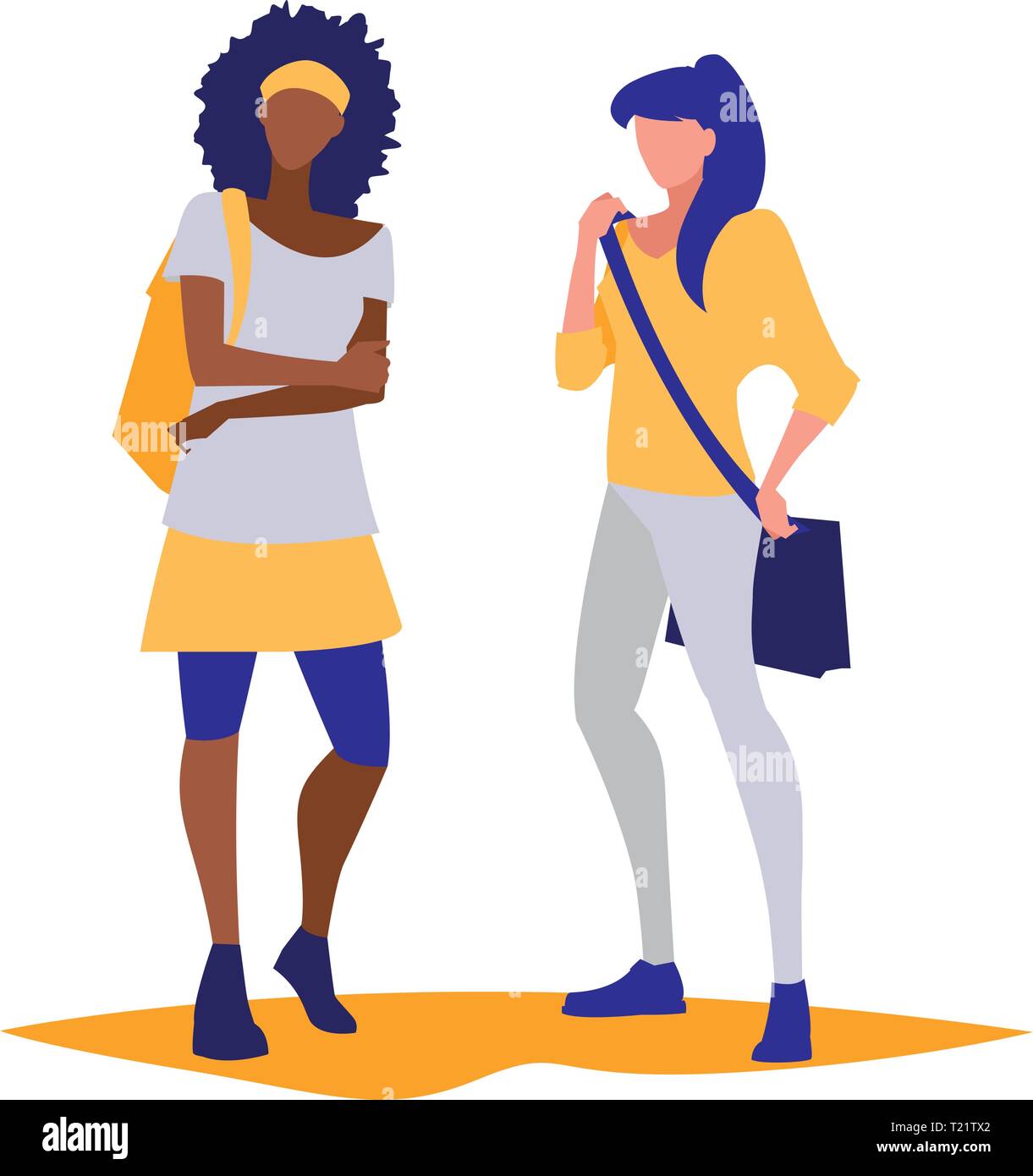 young girls students modeling vector illustration design Stock Vector ...