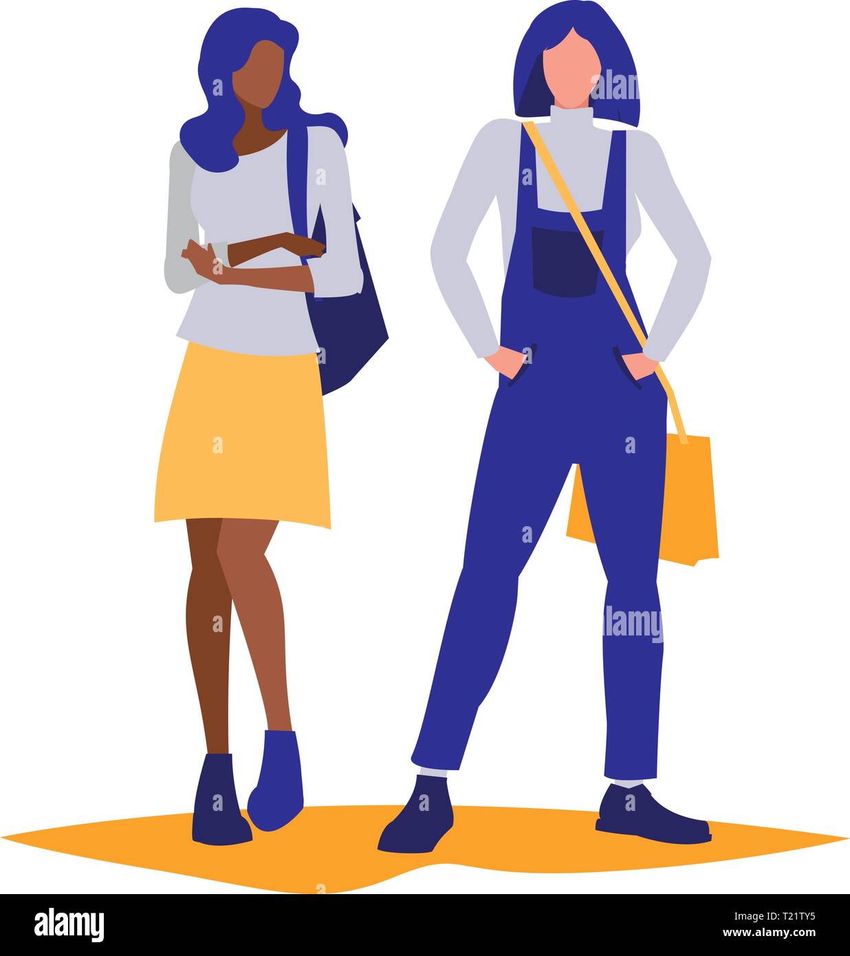 young girls students modeling vector illustration design Stock Vector ...