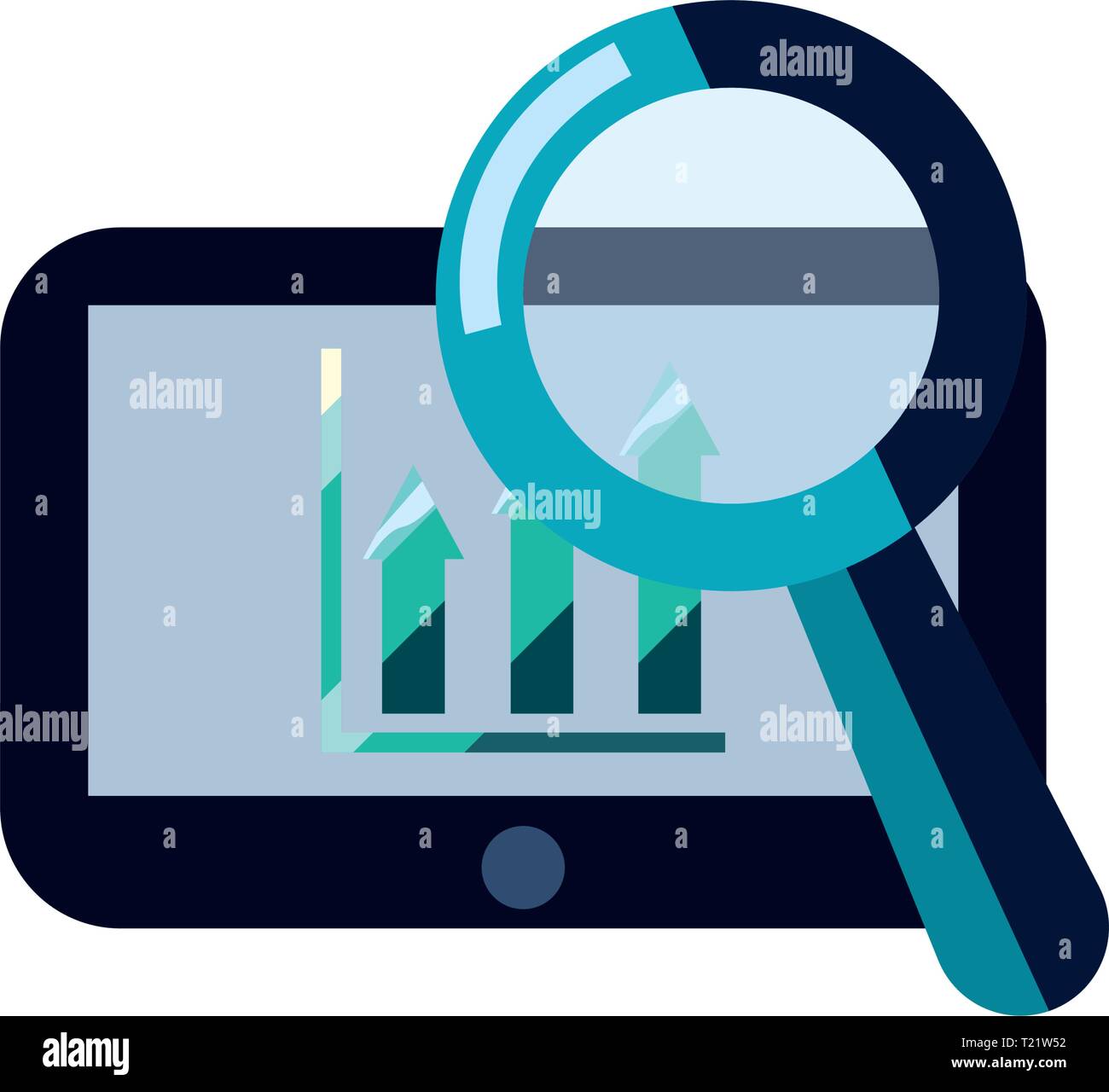 cellphone app chart report magnifier vector illustration Stock Vector ...
