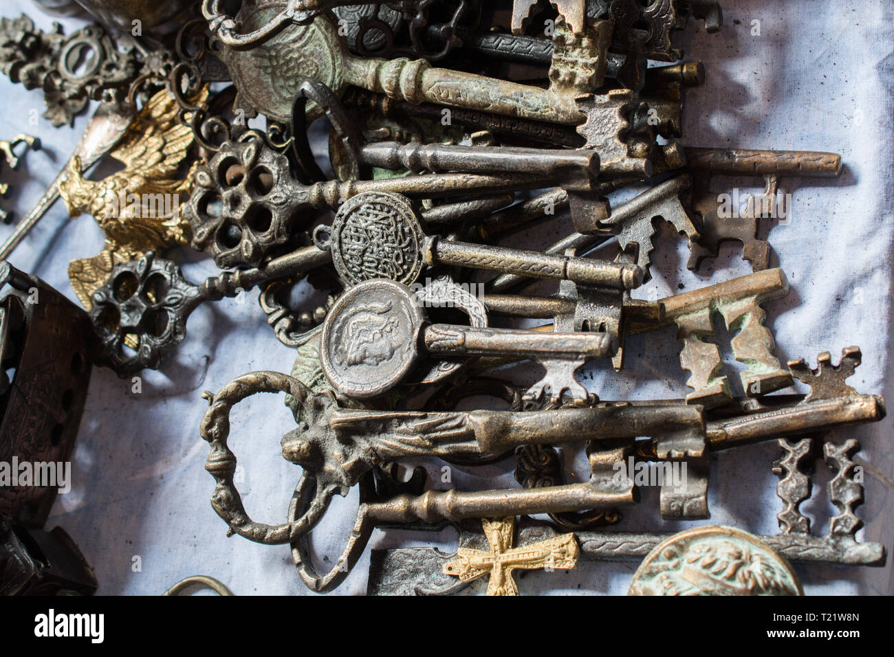 Retro styled color decorativel key made of metal Stock Photo - Alamy