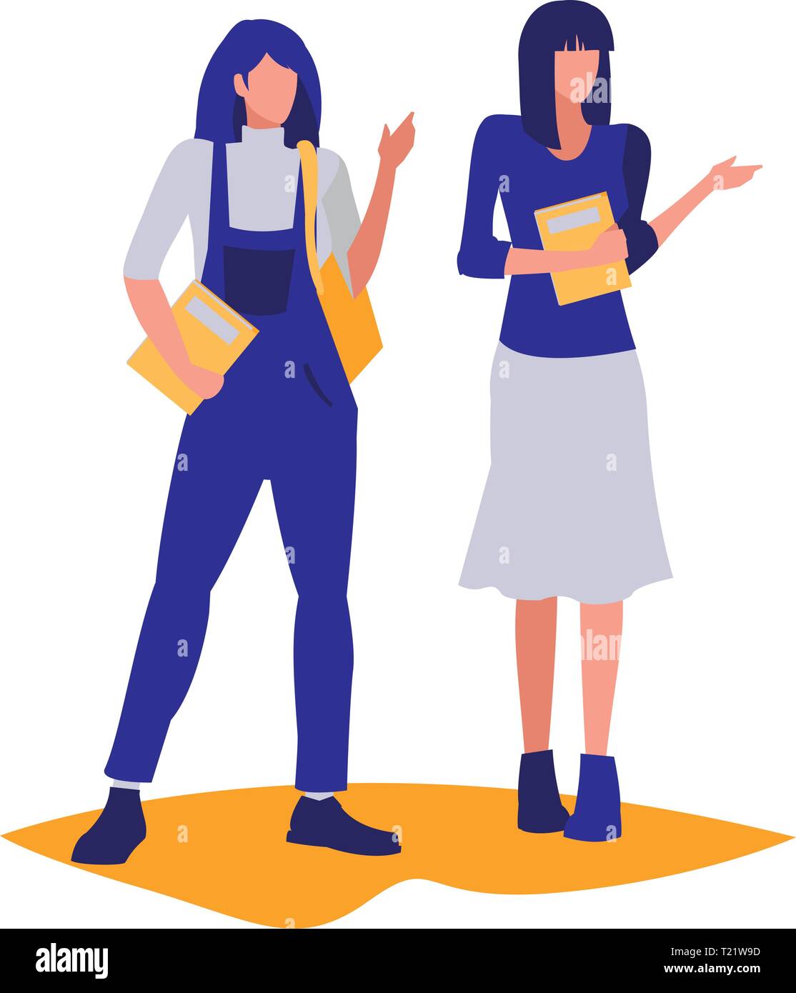 young girls students modeling vector illustration design Stock Vector ...