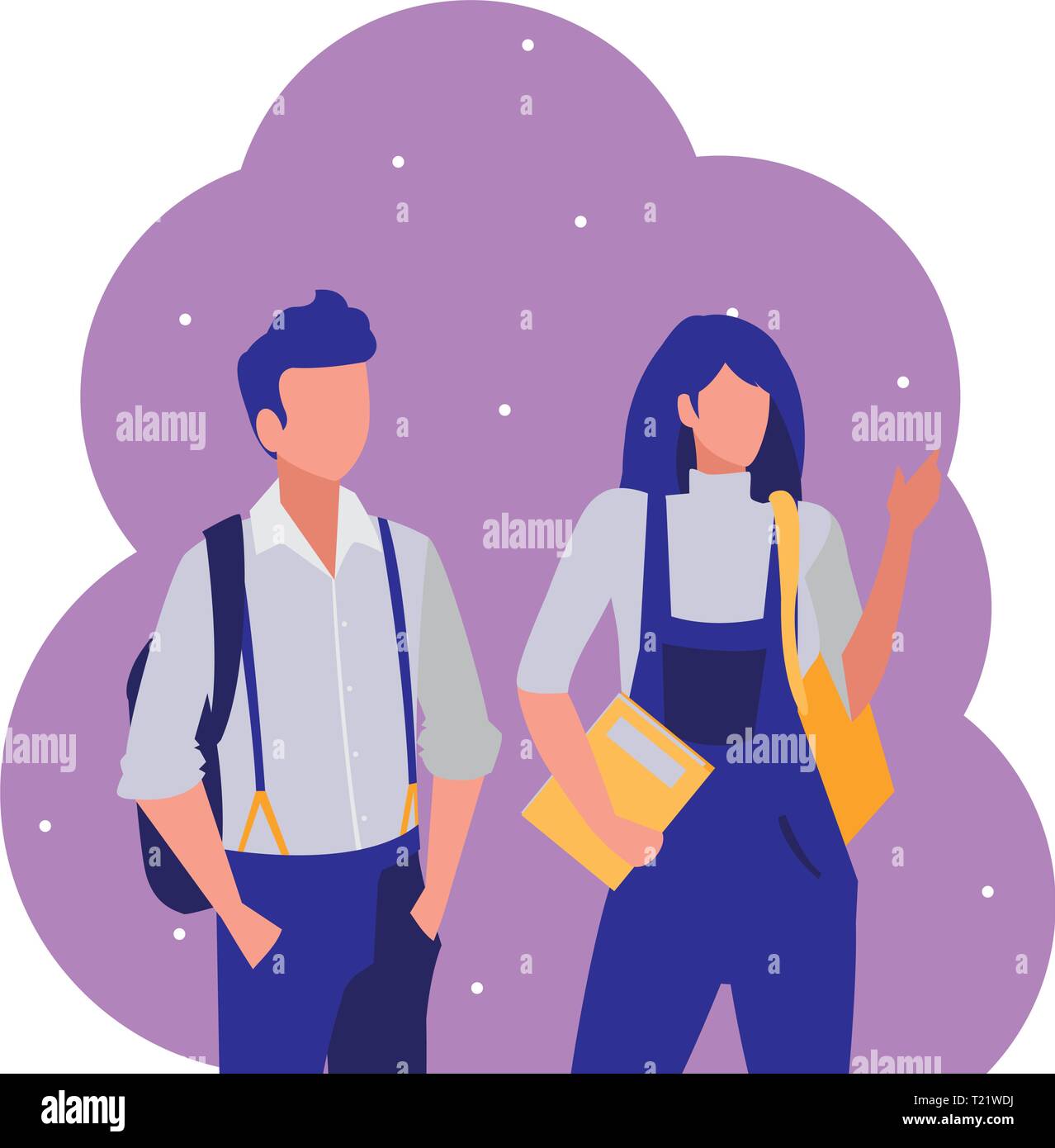 young couple students modeling vector illustration design Stock Vector ...