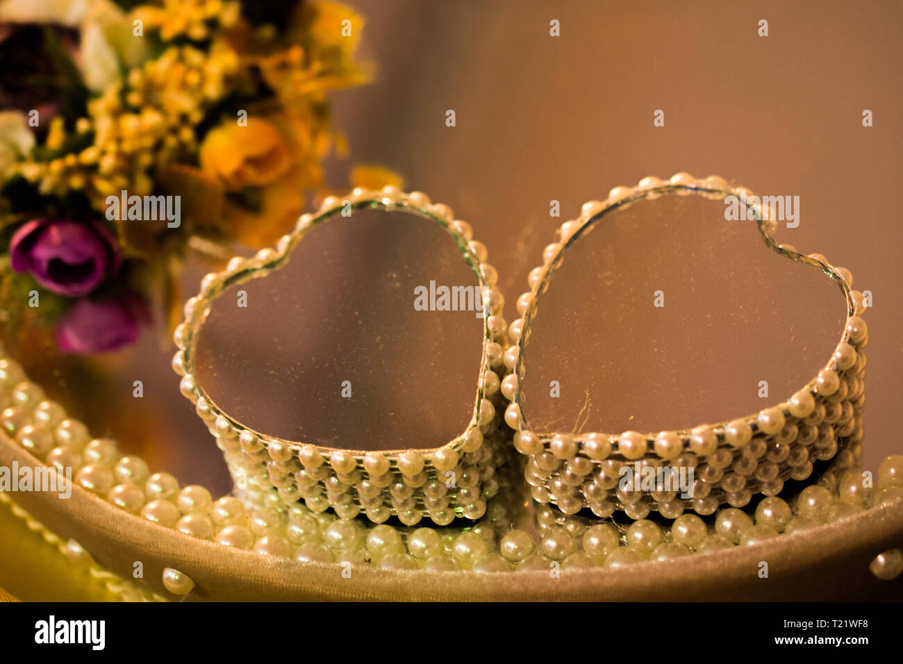 Colorful decorative objects in the shape of a heart Stock Photo - Alamy
