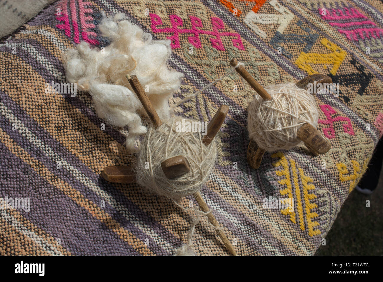 Set of Roll of hand made thread Stock Photo - Alamy