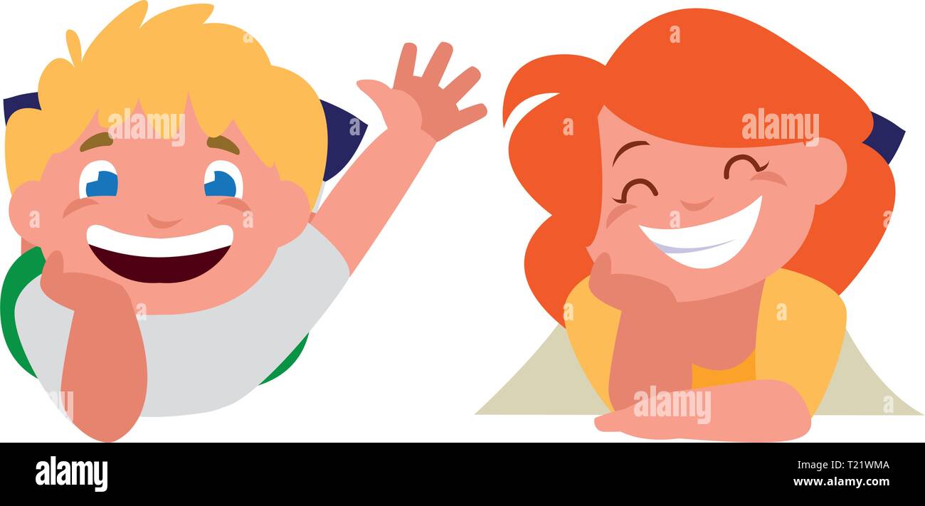 happy little kids characters vector illustration design Stock Vector ...