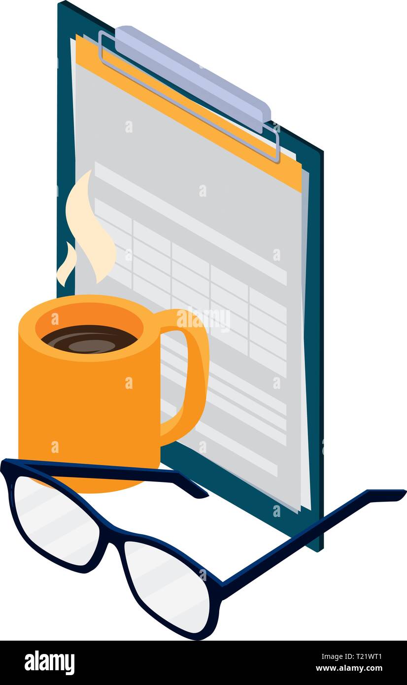 checklist clipboard with coffee cup and money vector illustration ...