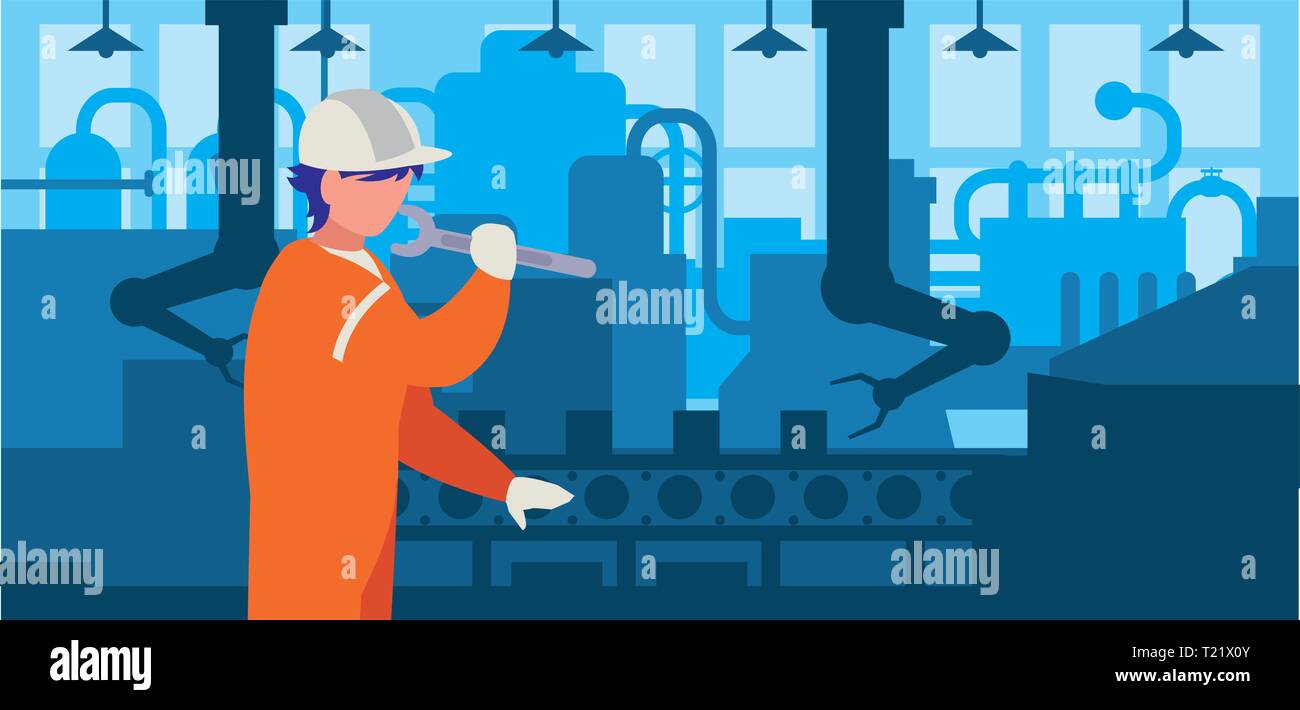 worker in factory workplace vector illustration design Stock Vector ...