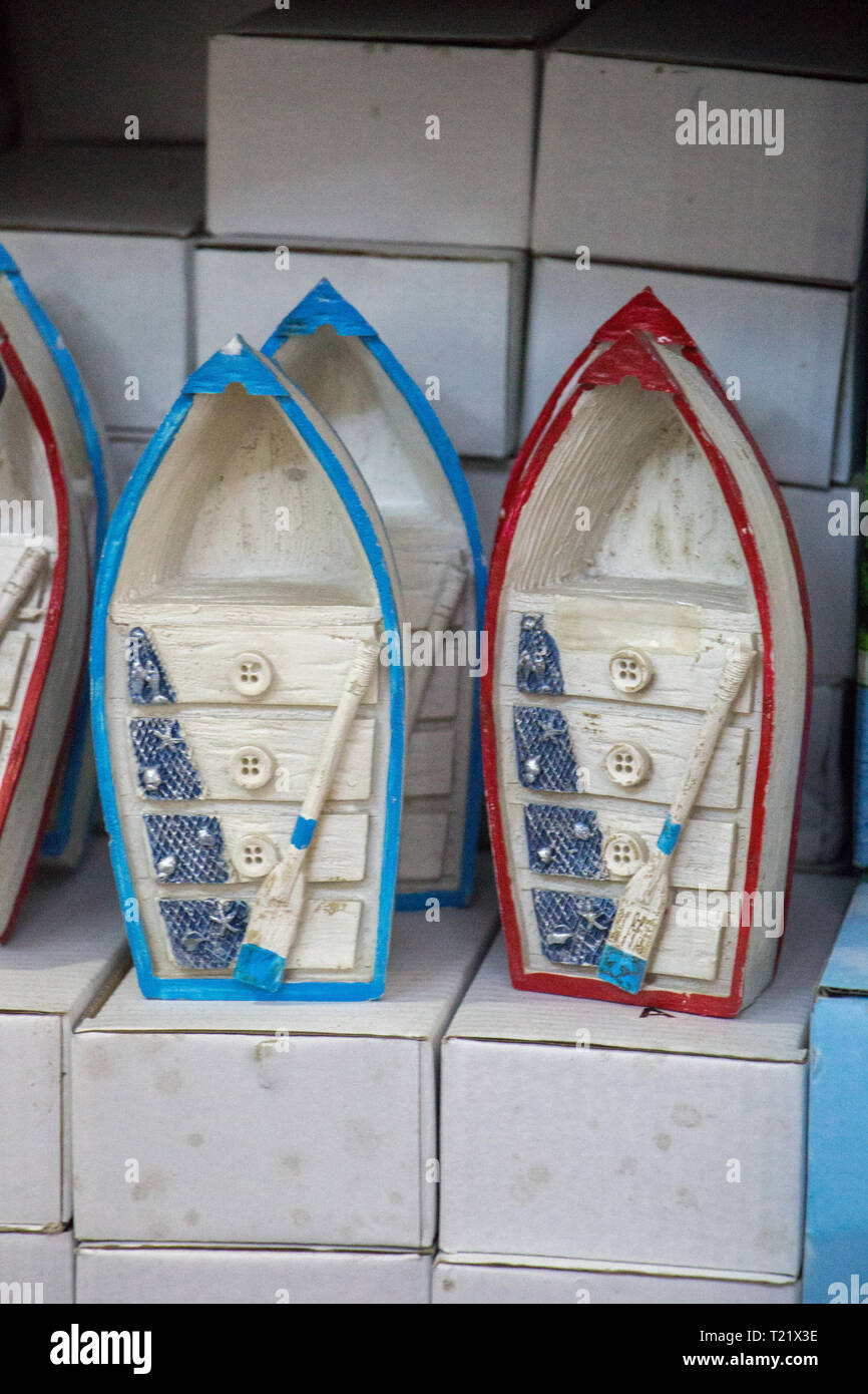 Set of small colorful model boats Stock Photo - Alamy