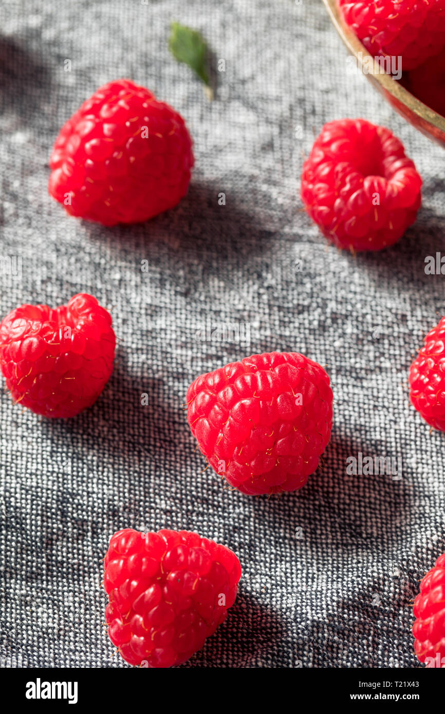 Raw Red Organic Raspberries Ready to Eat Stock Photo - Alamy