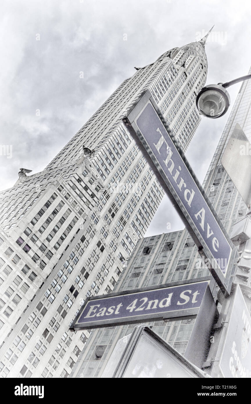 East 42nd Street and Third Avenue street sign in New York City, USA ...