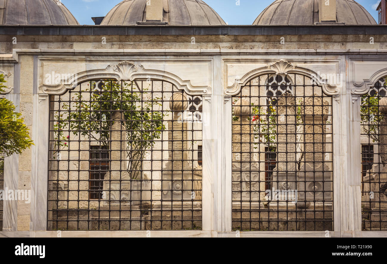 Ottoman style decorative art in marble tomb in cemetery Stock Photo - Alamy
