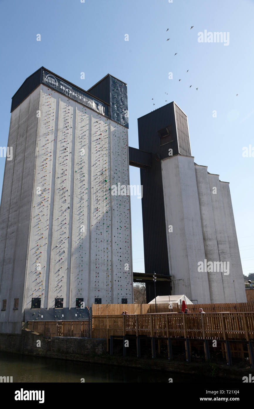 Roktface, UK's highest man-made climbing wall, on a disused grain silo ...