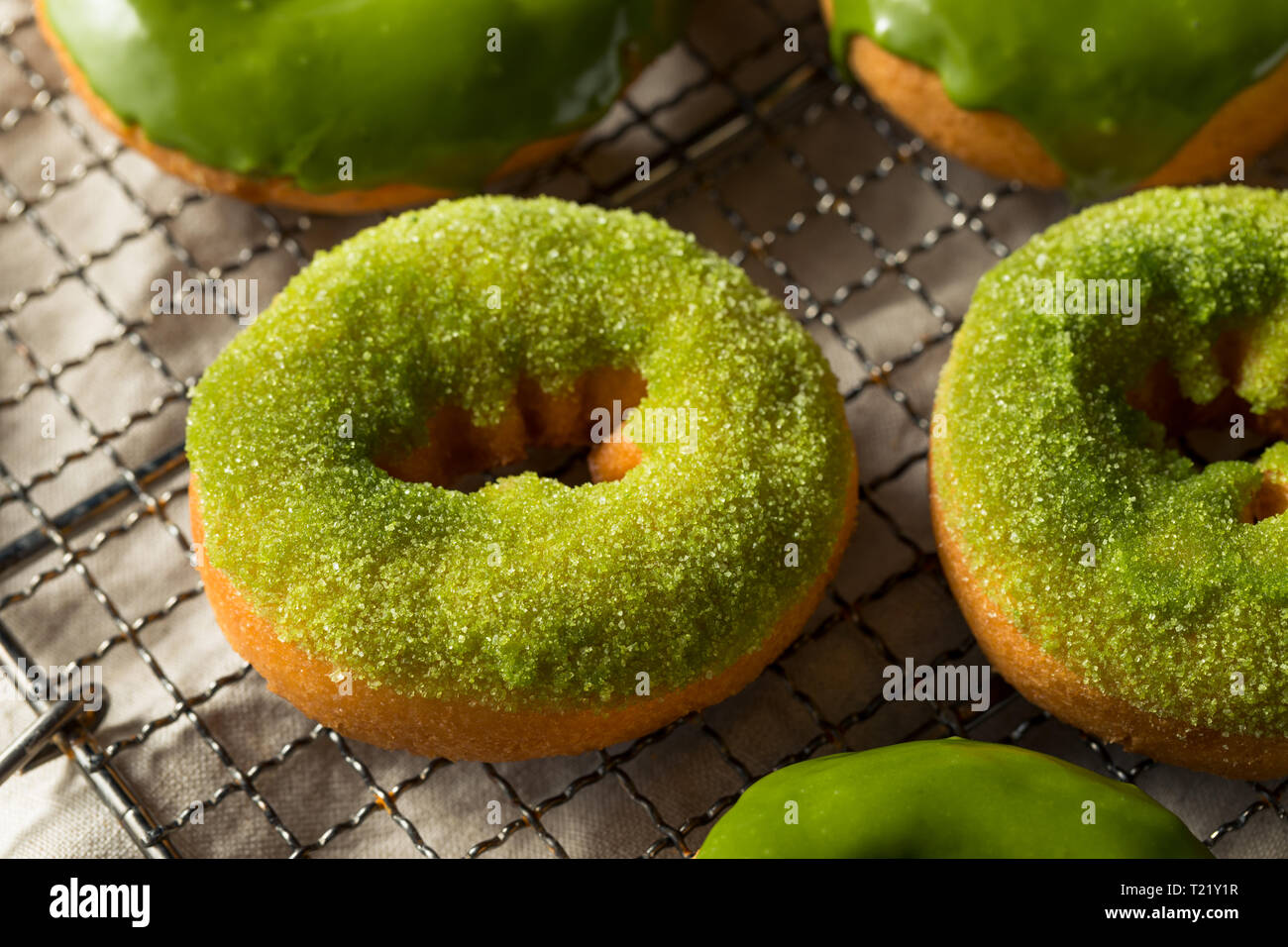 Homemade Green Tea Matcha Donuts Ready to Eat Stock Photo - Alamy