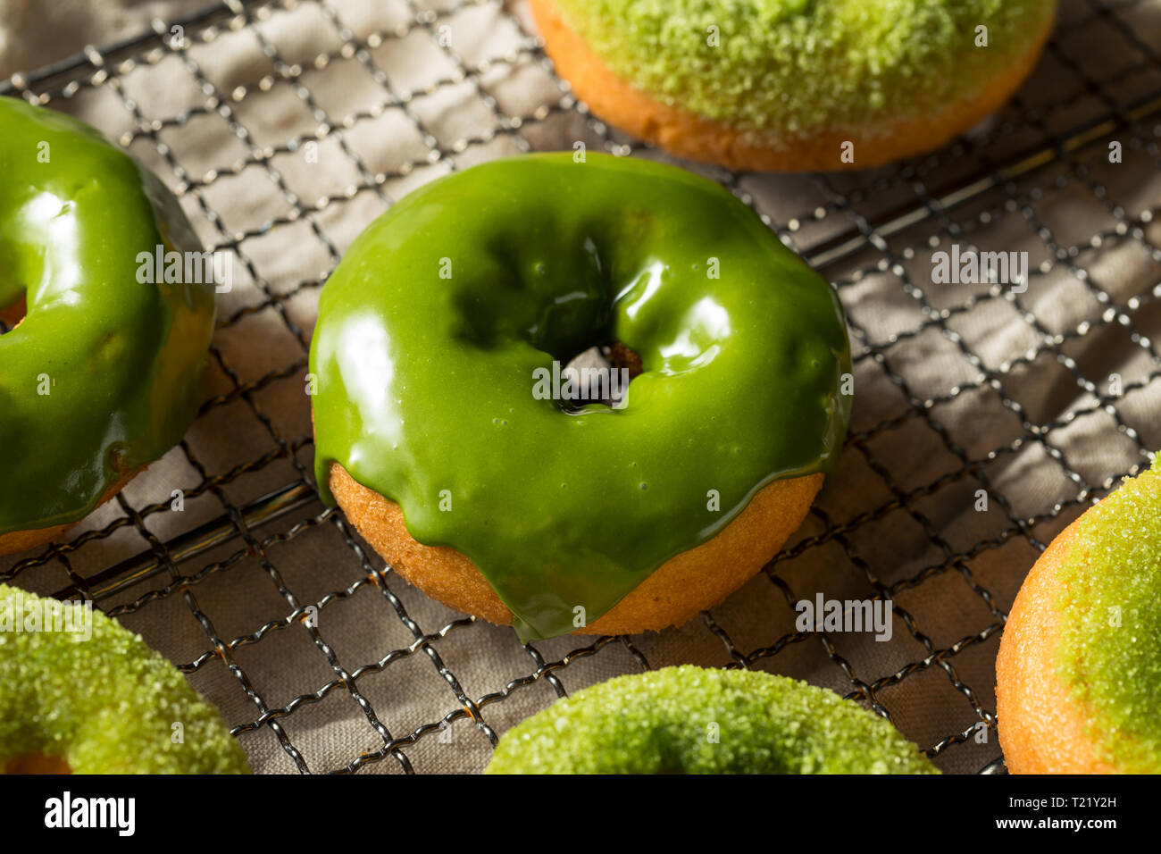 Homemade Green Tea Matcha Donuts Ready to Eat Stock Photo - Alamy