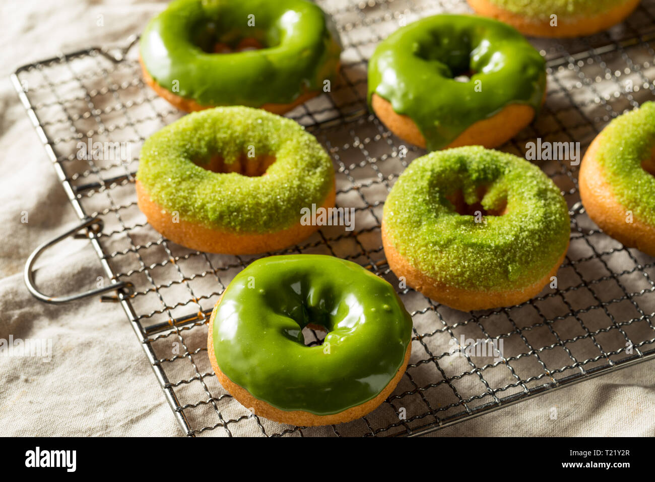 Homemade Green Tea Matcha Donuts Ready to Eat Stock Photo - Alamy