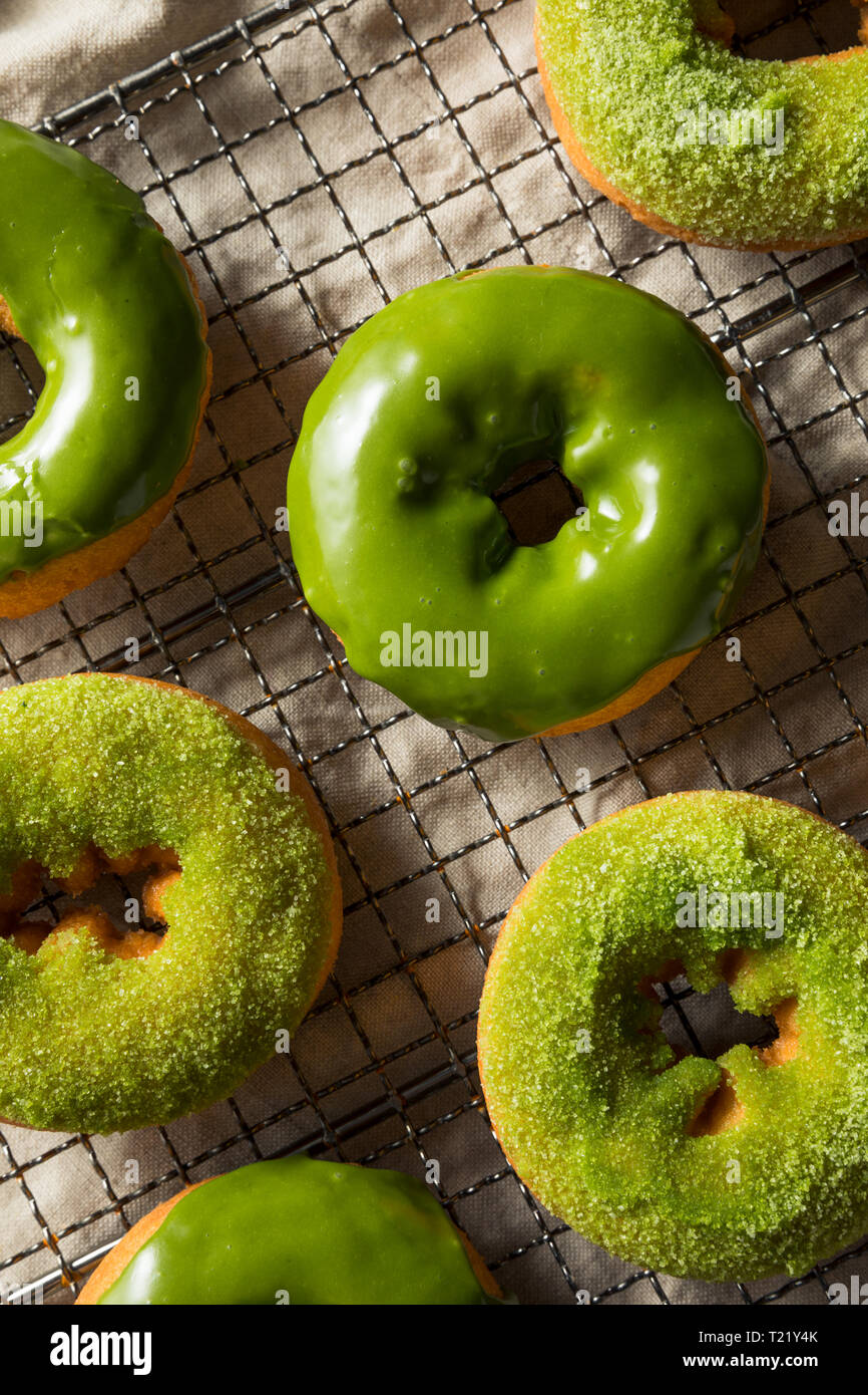 Homemade Green Tea Matcha Donuts Ready to Eat Stock Photo - Alamy