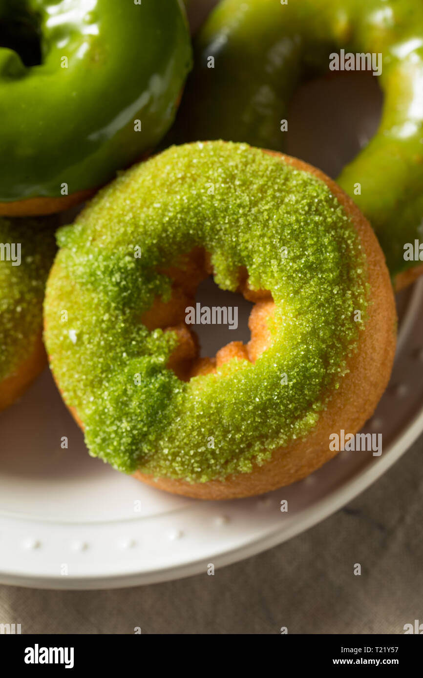 Homemade Green Tea Matcha Donuts Ready to Eat Stock Photo - Alamy